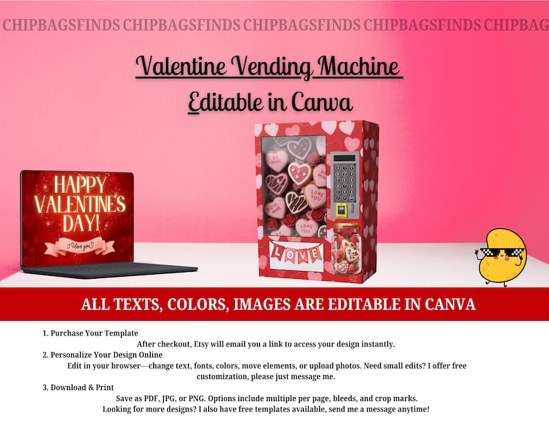 Valentine Vending Machine Design Template Editable in Canva - Etsy
