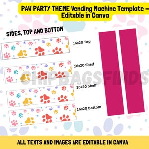 Dog Paw Party Prints Custom Vending Machine Template Editable in Canva ...