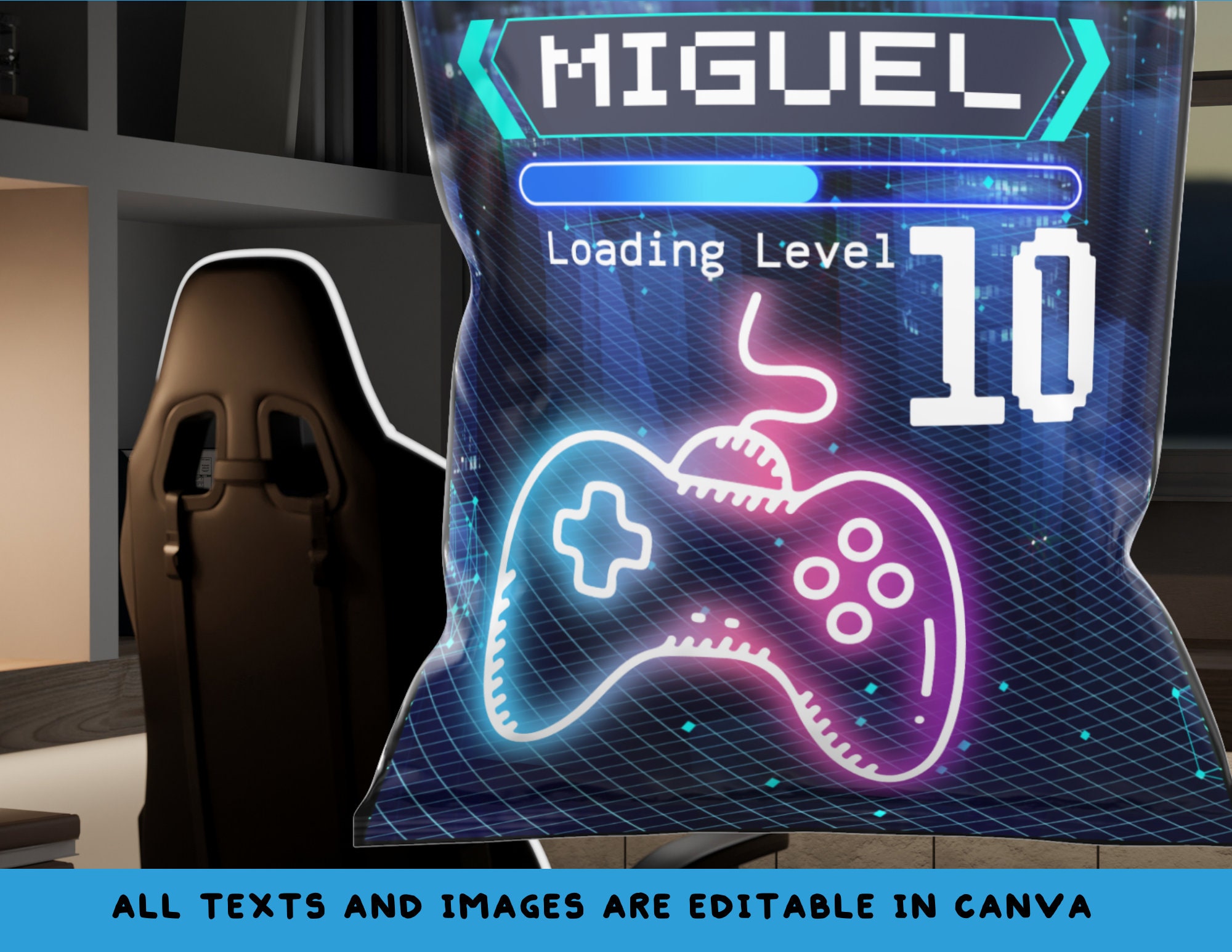 Gamer Theme Chip Bag Level up Your Birthday Bash: A Gamer's Paradise - Etsy