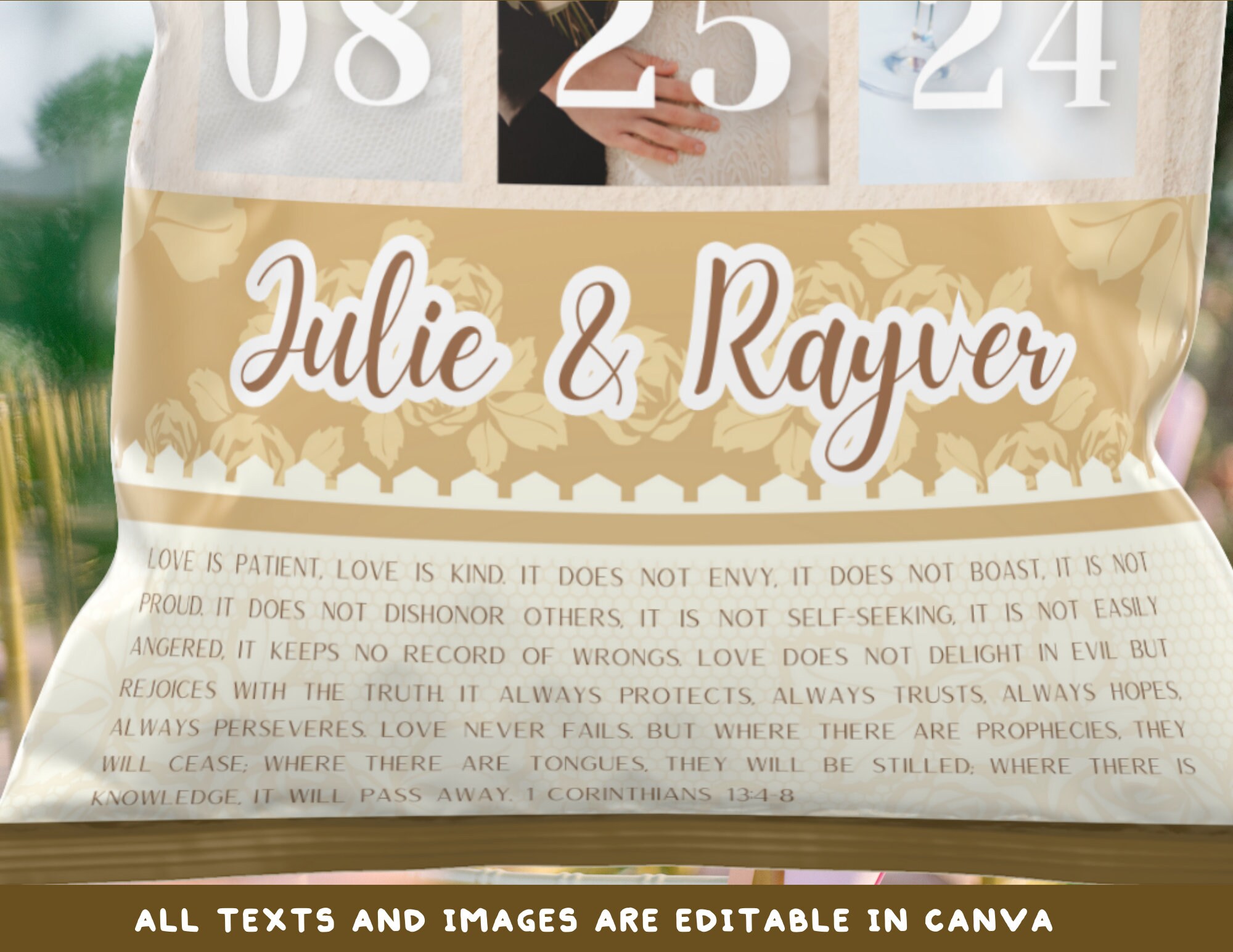 Just Married Wedding Chip Bag Lace Style Elegant - Etsy