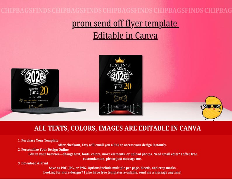 Prom Send off Flyer Template: Black Gold Red Carpet Design (PDF) - Etsy UK