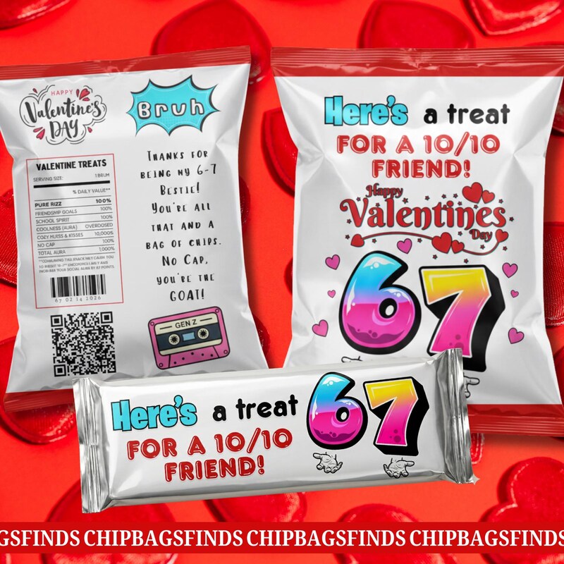 Valentine 67 Chip Bags - Etsy
