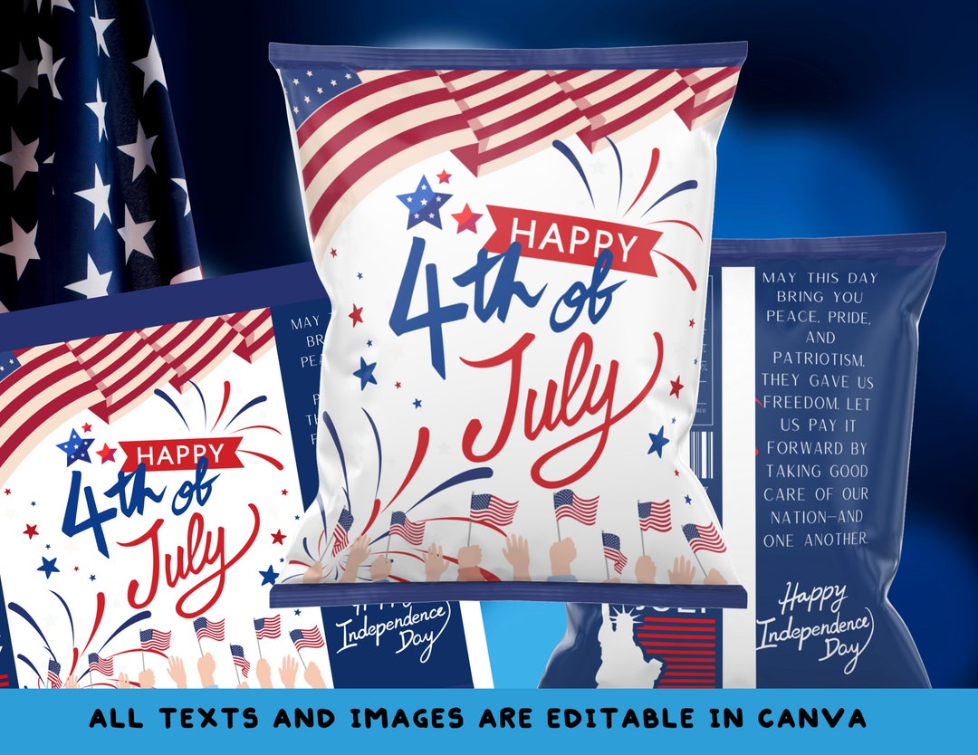 Happy 4th of July Chip Bag USA Independence Day - Etsy