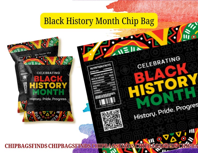 Black History Chip Bag Editable in Canva - Etsy