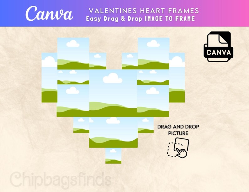 Heart Photo Collage Easy Drag and Drop Valentine Heart Frames Editable ...