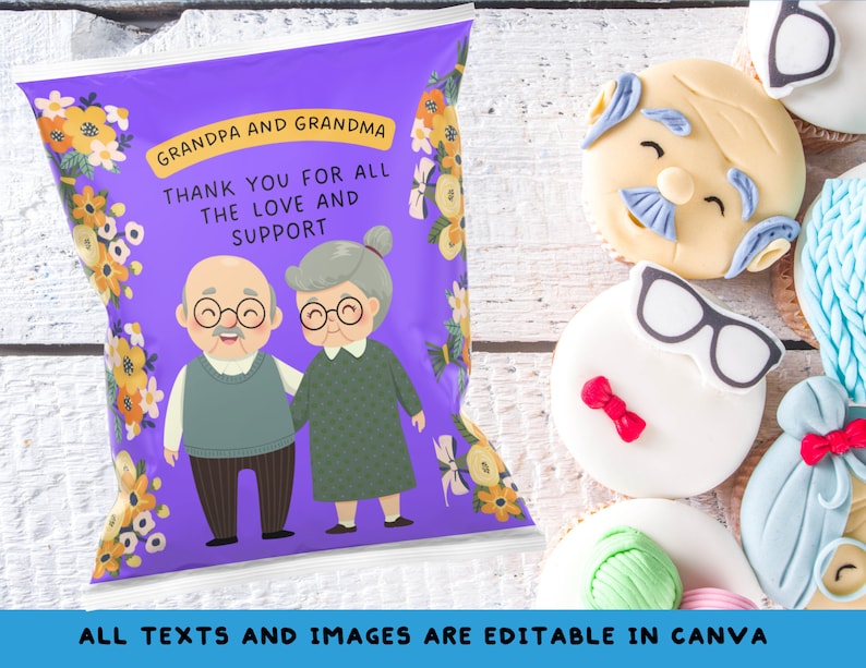 Happy Grandparents Day Chip Bag Sweet Gift Custom Template - Etsy