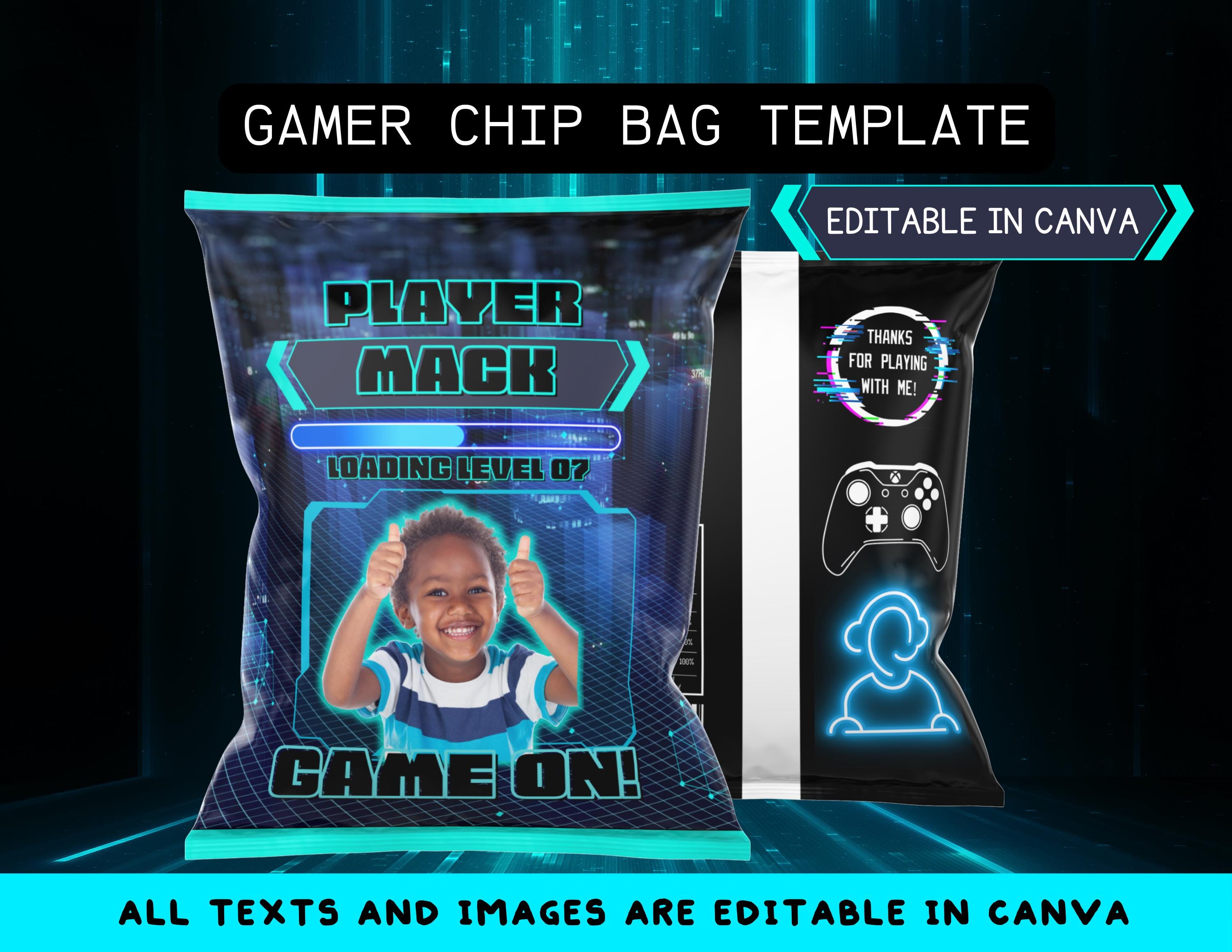 Custom Photo Gamer Theme Chip Bag Level up Your Birthday Player Chip ...
