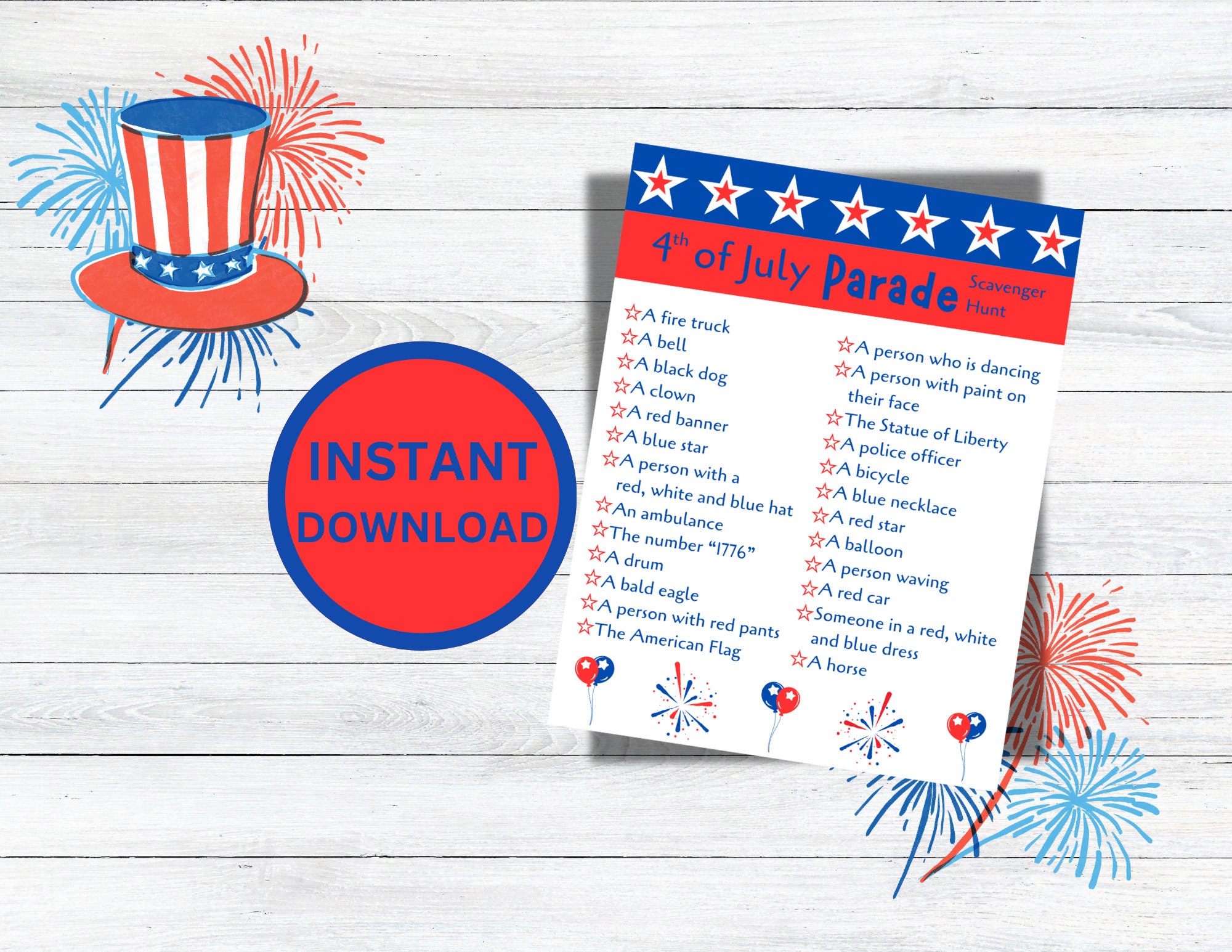 4th of July Parade Scavenger Hunt, Kids Scavenger Hunt, Independence ...