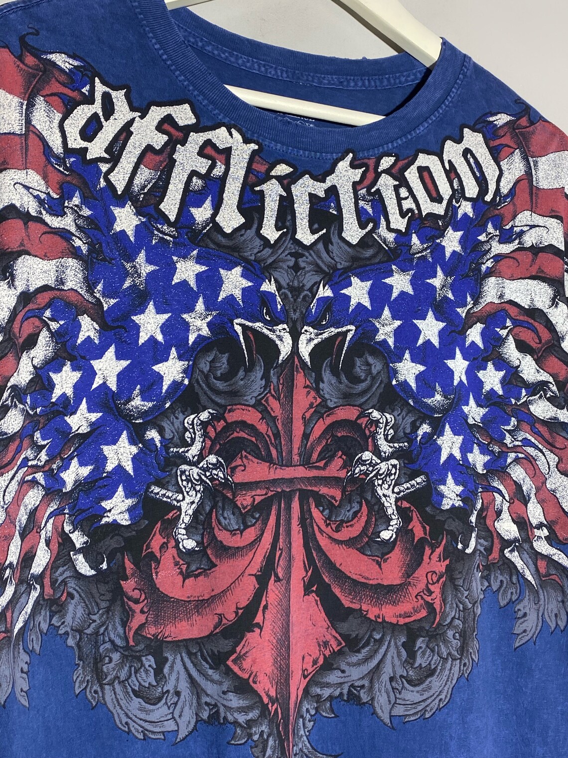 Affliction Crazy Vintage Y2k Distressed Style All Over Print USA T ...
