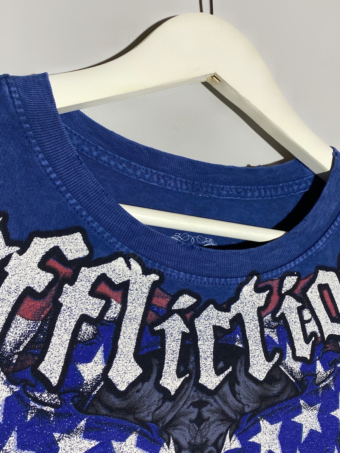 Affliction Crazy Vintage Y2k Distressed Style All Over Print USA T ...