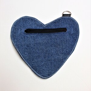 Heart Shape Zipper Purse . Pearls/ Beads / Embroidery/denim Fabric /8 X ...