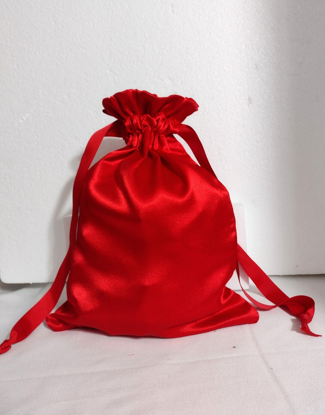 Red Satin Gift Bag/bridal Bag /large Drawstring Bag /handmade Gift ...