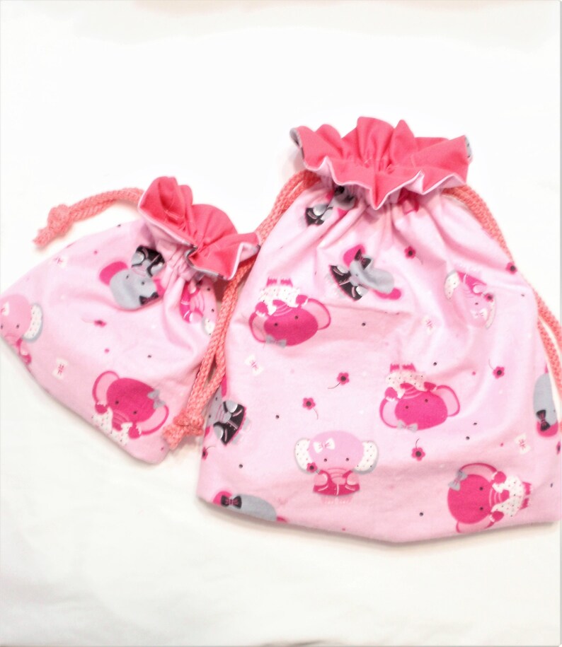 Large Drawstring Bag Set Pink Elephants 15 H X 13 - Etsy
