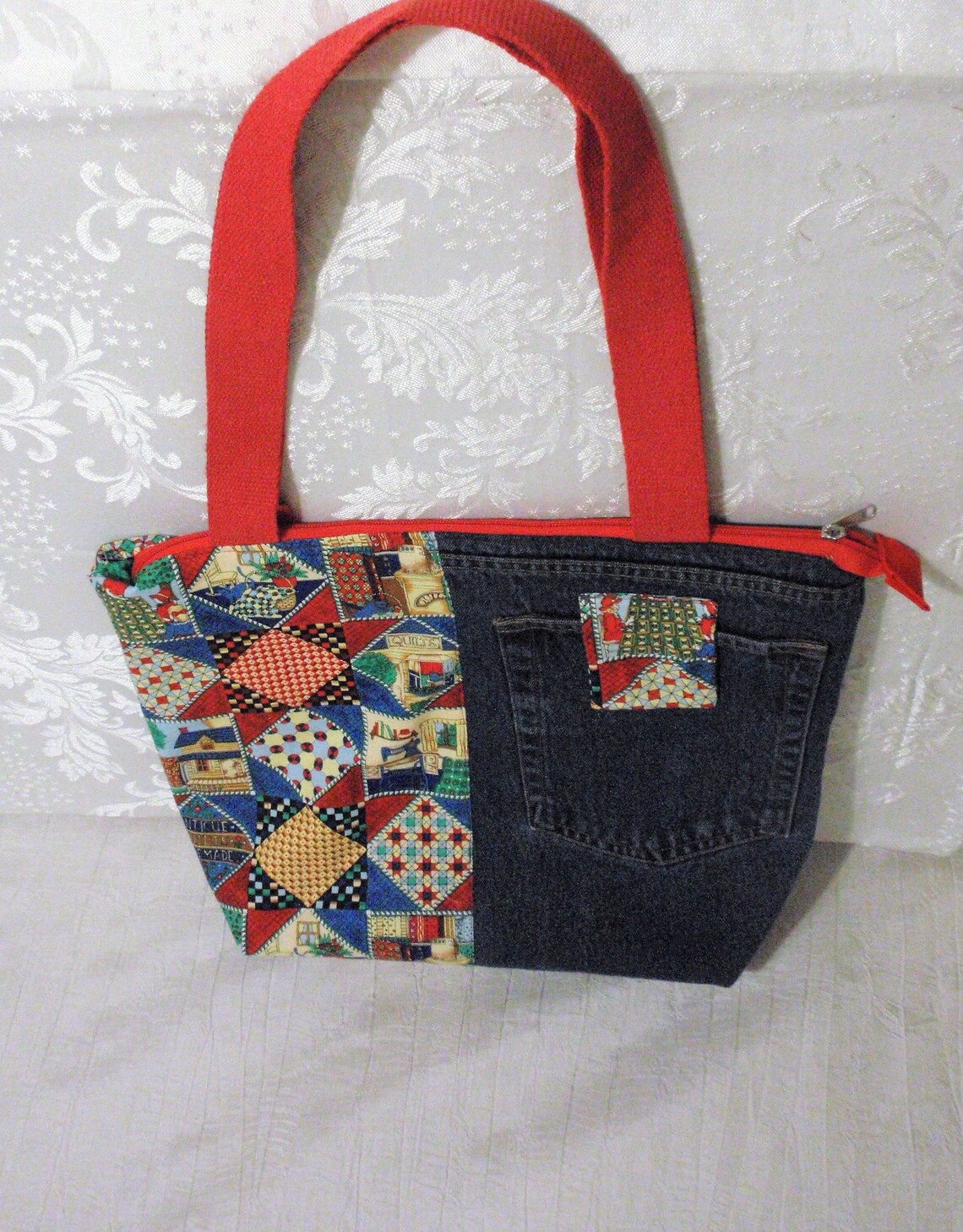 Denim Tote Bag/5 Pocket Tote Bag/large Shopping Bag/ Travel - Etsy