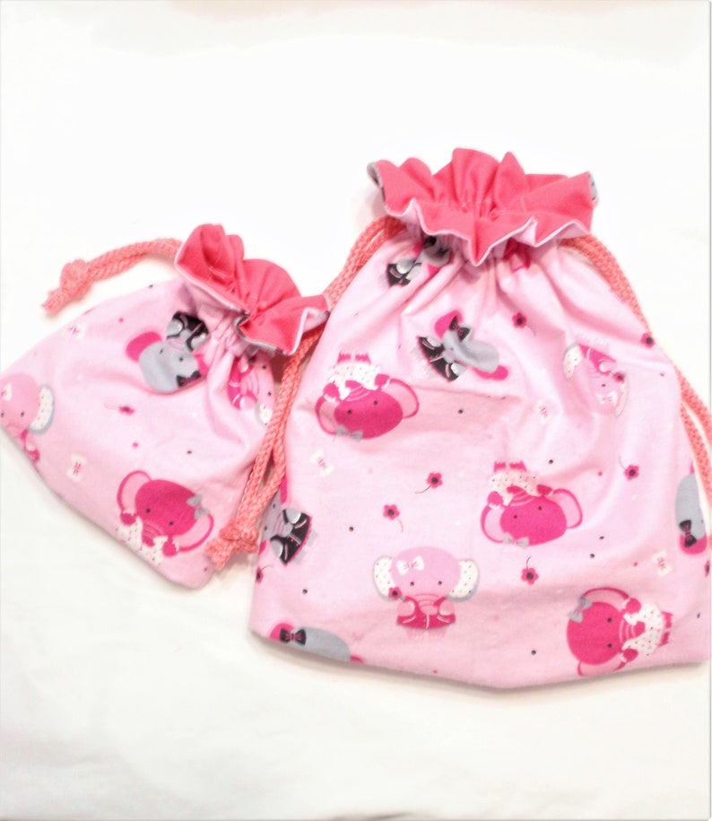 Large Drawstring Bag Set Pink Elephants 15 H X 13 - Etsy