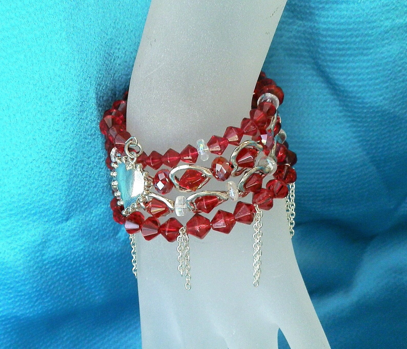 Memory Wire Cuff Bracelet. Ruby Red Crystal Beadssilver | Etsy