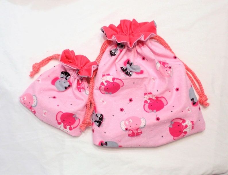 Large Drawstring Bag Set Pink Elephants 15 H X 13 - Etsy