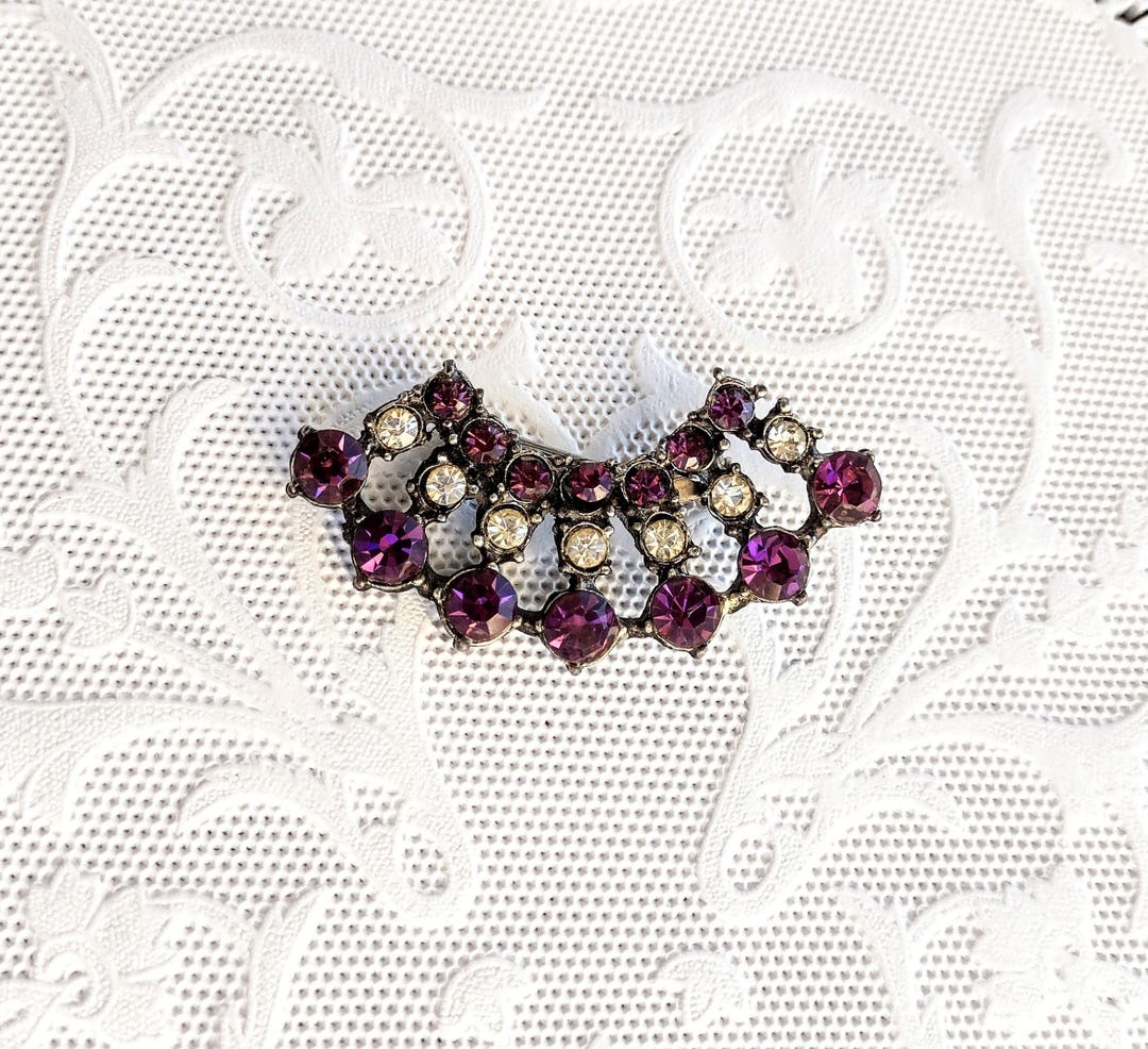 Vintage Brooch Pin/gifts/estate Jewelry/amethyst Crystal Lapel Pin/gift ...