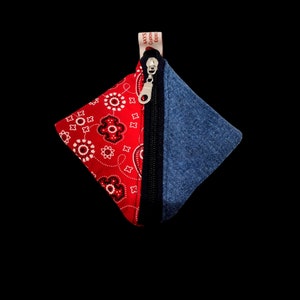 Denim Coin Purse /bandana Coin Purse/ear Bud Pouch/diamond Shaped Coin ...