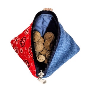 Denim Coin Purse /bandana Coin Purse/ear Bud Pouch/diamond Shaped Coin ...