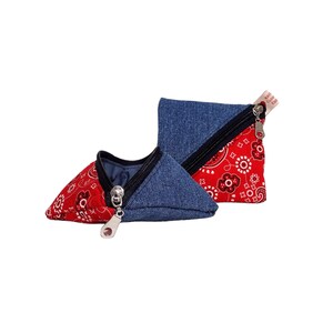 Denim Coin Purse /bandana Coin Purse/ear Bud Pouch/diamond Shaped Coin ...