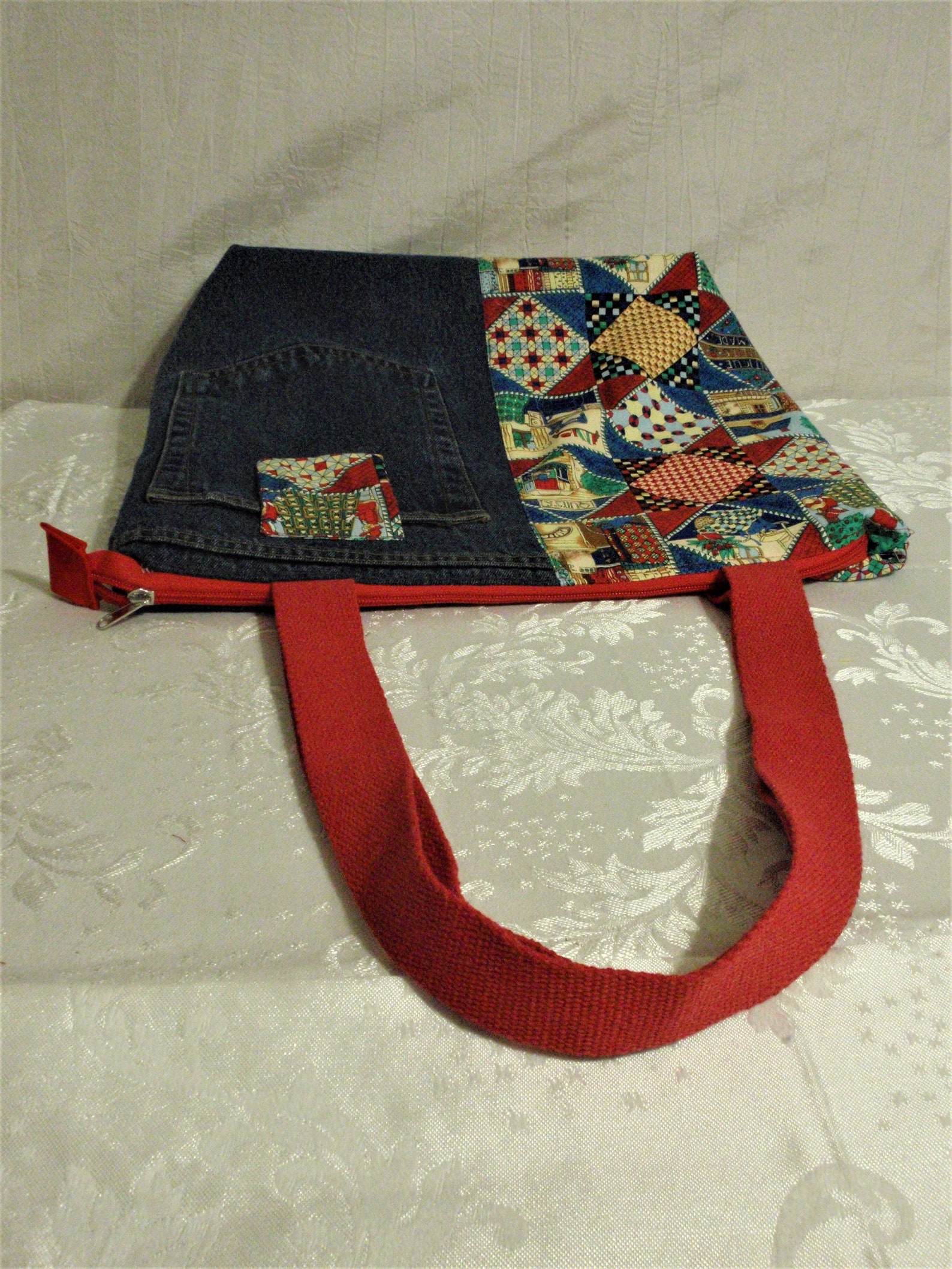 Denim Tote Bag/5 Pocket Tote Bag/large Shopping Bag/ Travel - Etsy
