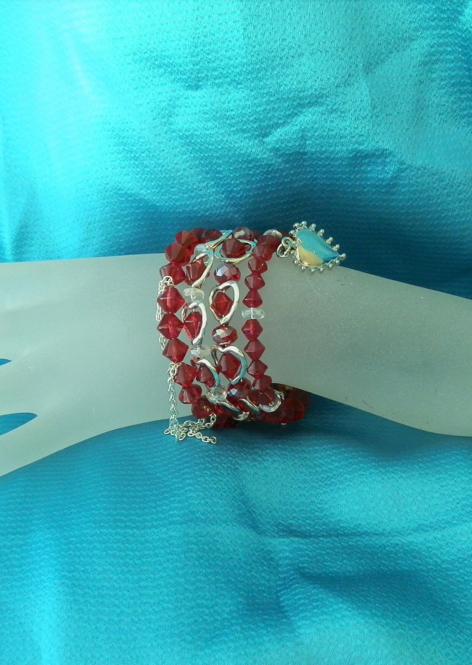 Memory Wire Cuff Bracelet. Ruby Red Crystal Beadssilver - Etsy