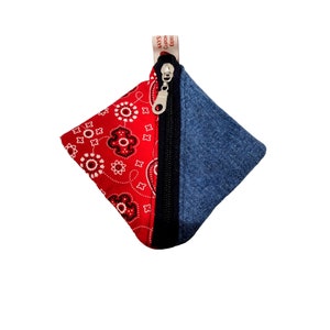Denim Coin Purse /bandana Coin Purse/ear Bud Pouch/diamond Shaped Coin ...