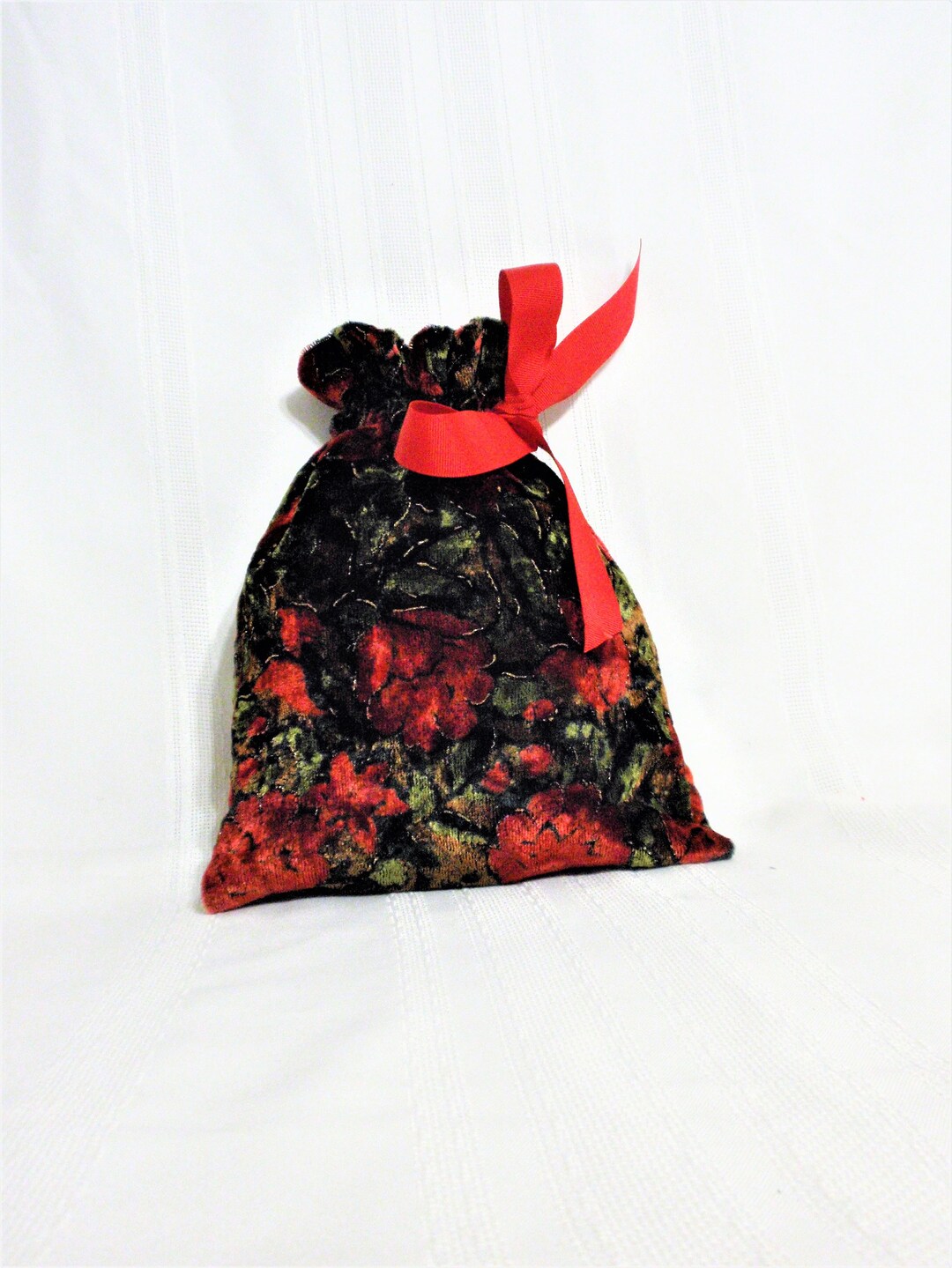 Velvet Red Roses Drawstring Gift Bags/gift Bags/velvet Gift Bags ...