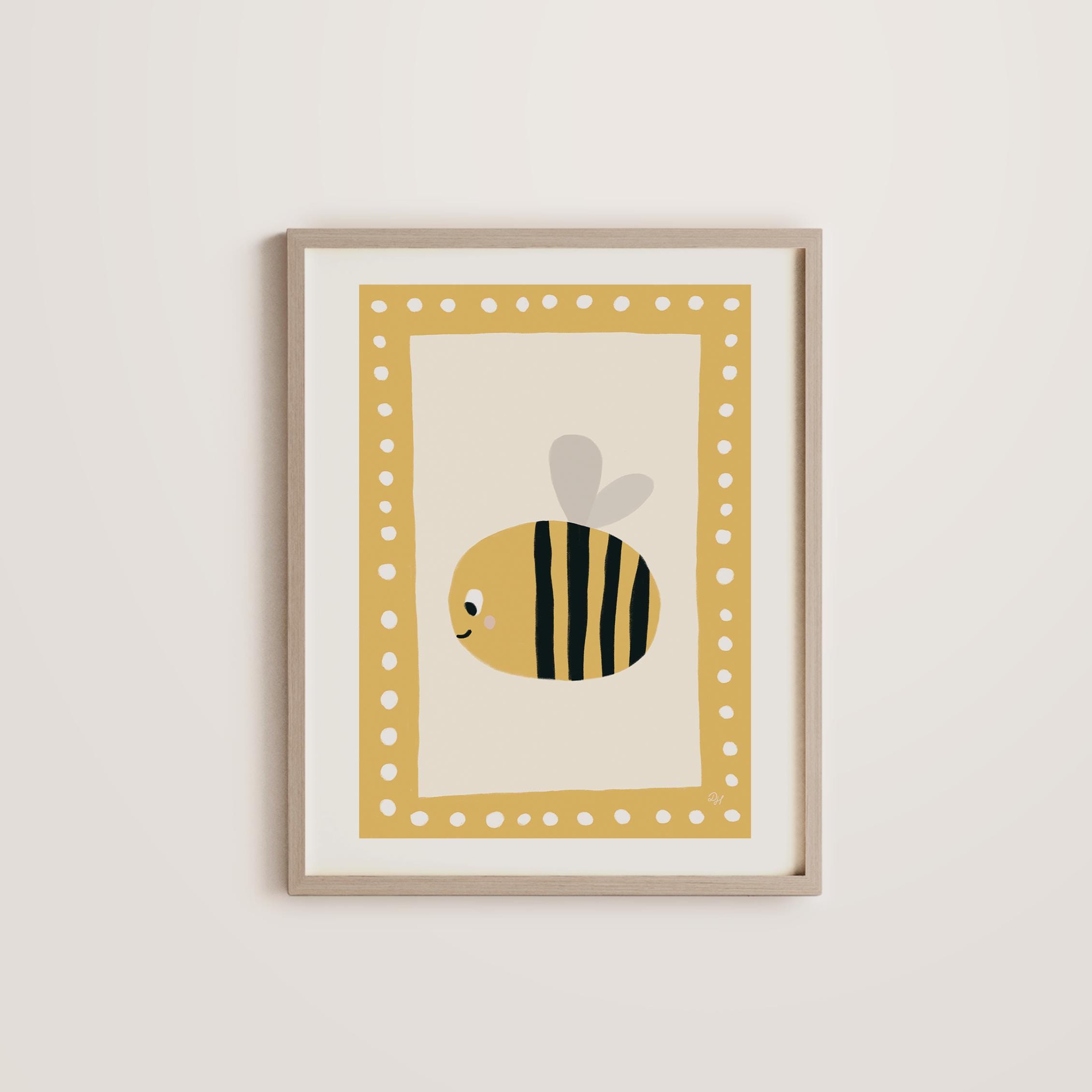 Bee Happy Wall Art, Cute Bee Nursery Print, Kids Room Print, Toddler ...