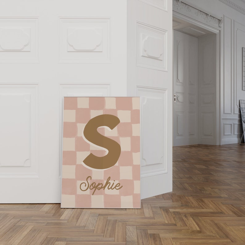 Custom Name Poster, Kids Wall Art, Retro Nursery Decor, Monogram ...
