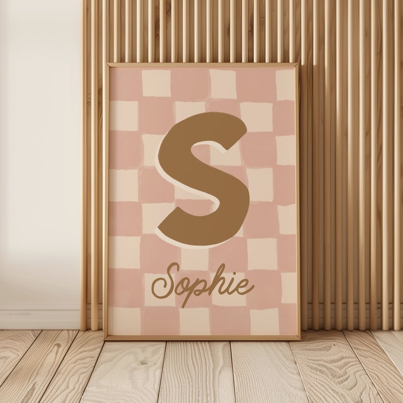 Custom Name Poster, Kids Wall Art, Retro Nursery Decor, Monogram ...