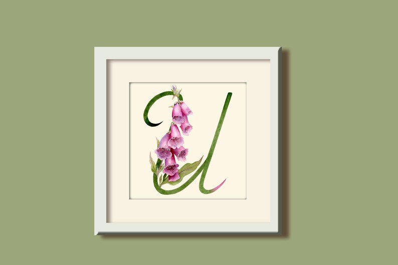 Floral Letter U. Flower Letters Wall Art Decor. Floral Alphabet ...