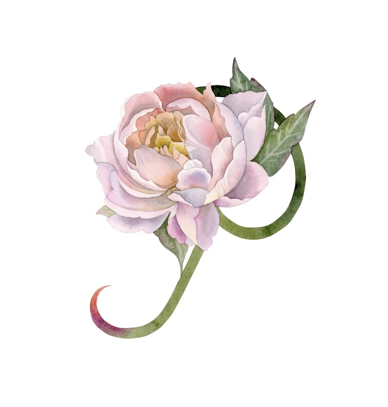 Floral Letter P. Flower Letters Wall Art Decor. Floral Alphabet ...