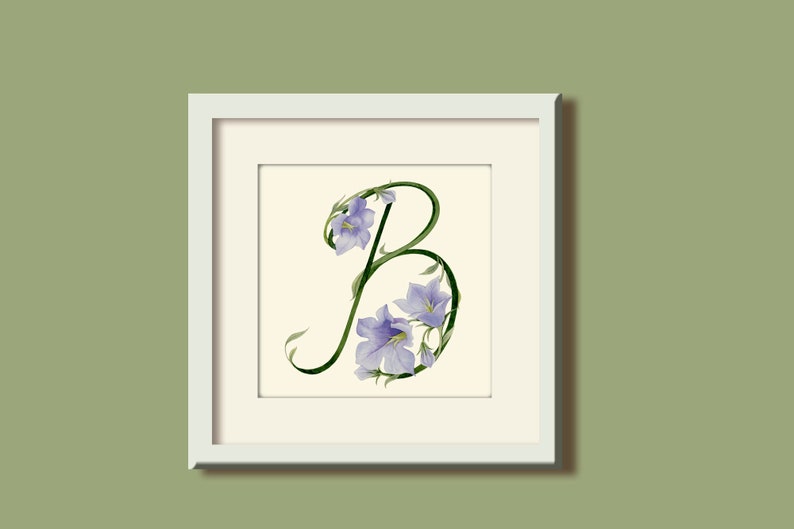 Floral Letter B. Flower Letters Wall Art Decor. Floral Alphabet ...