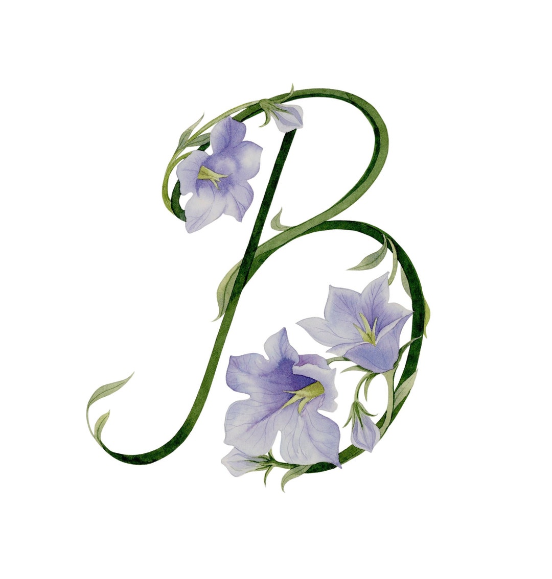 Floral Letter B. Flower Letters Wall Art Decor. Floral Alphabet ...