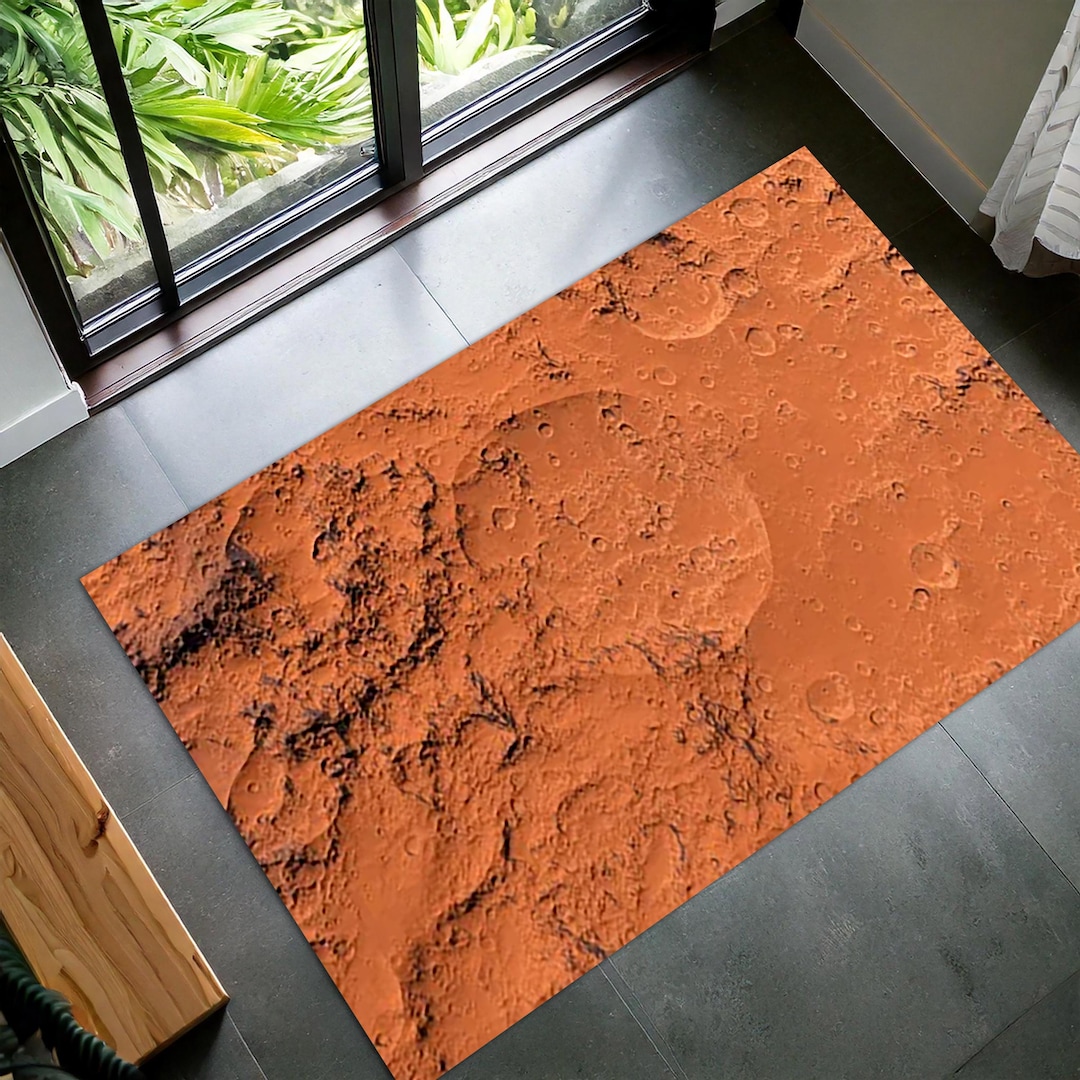 Mars Surface Rug | Red Planet Terrain Carpet | Cosmic Space Theme Mat ...