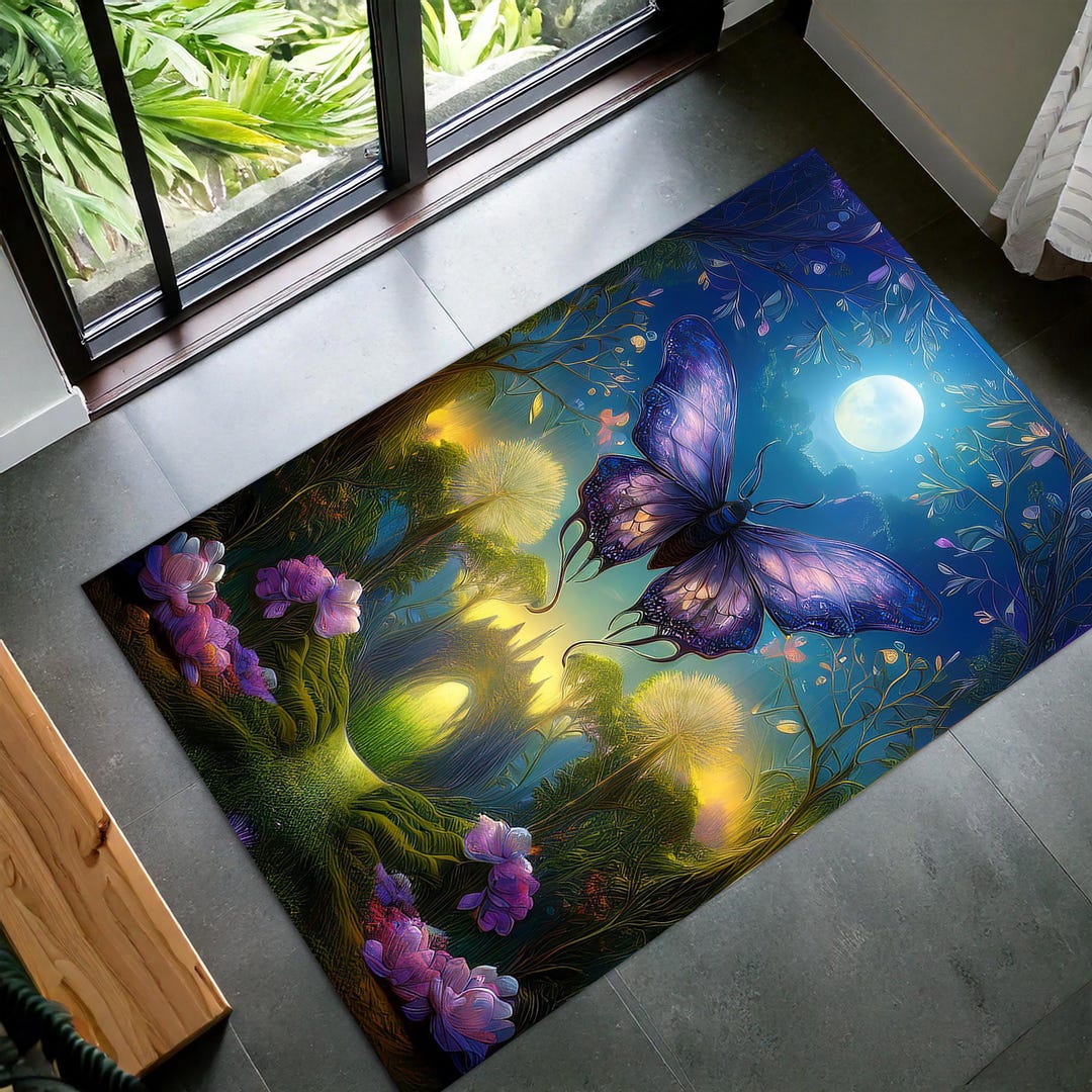 Luna Moth Butterfly Rug | Mystical Insect Carpet | Celestial Moth Decor ...