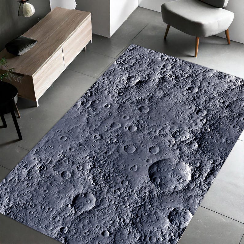 Moon Surface Rug | Lunar Crater Design Carpet | Realistic Moon Texture ...