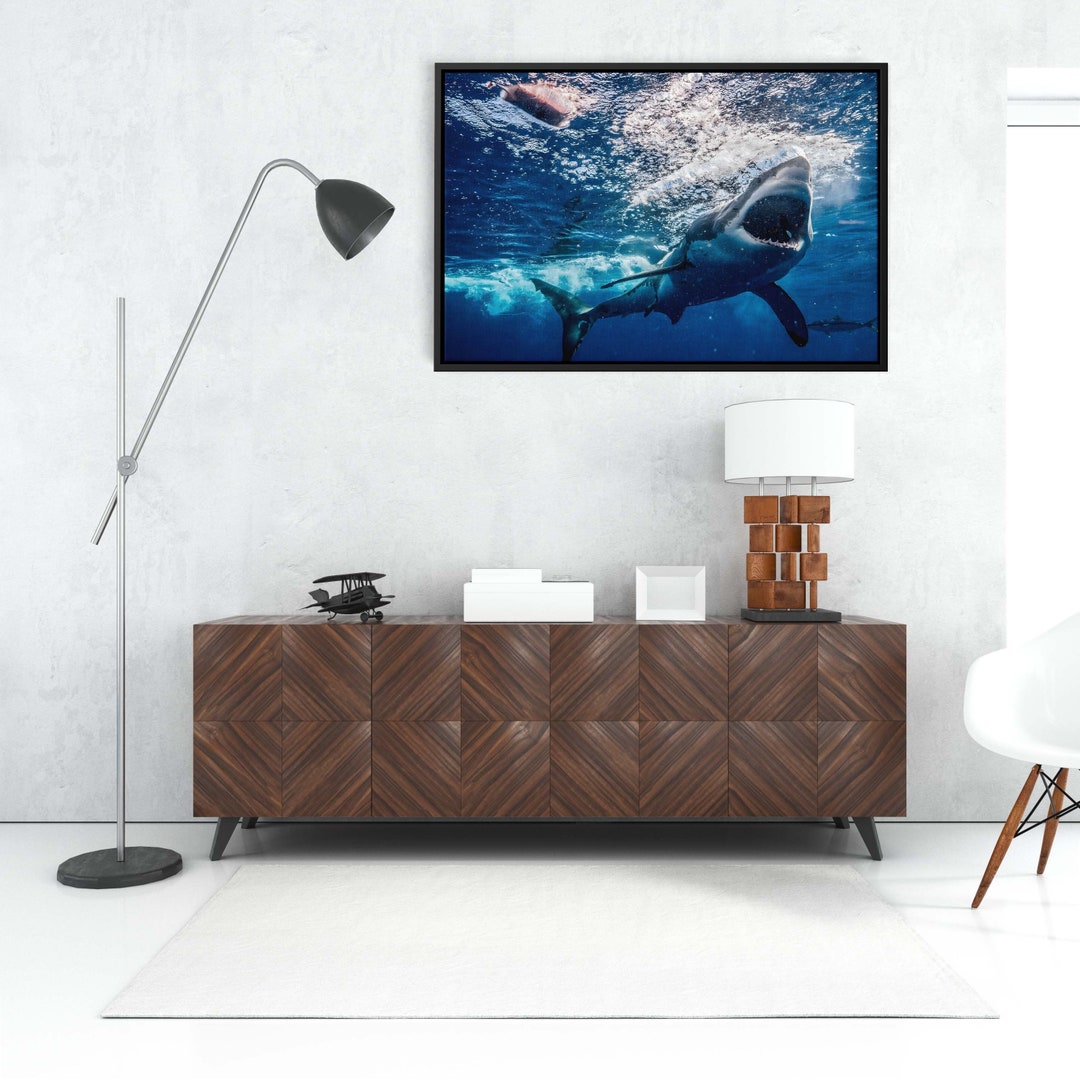 Underwater White Sharks Poster, Underwater Art Design, Shark Print ...