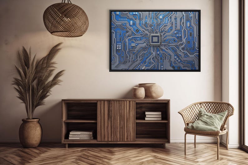 CPU Wall Decor, Computer Poster, Motherboard CPU, Circuit Board System ...