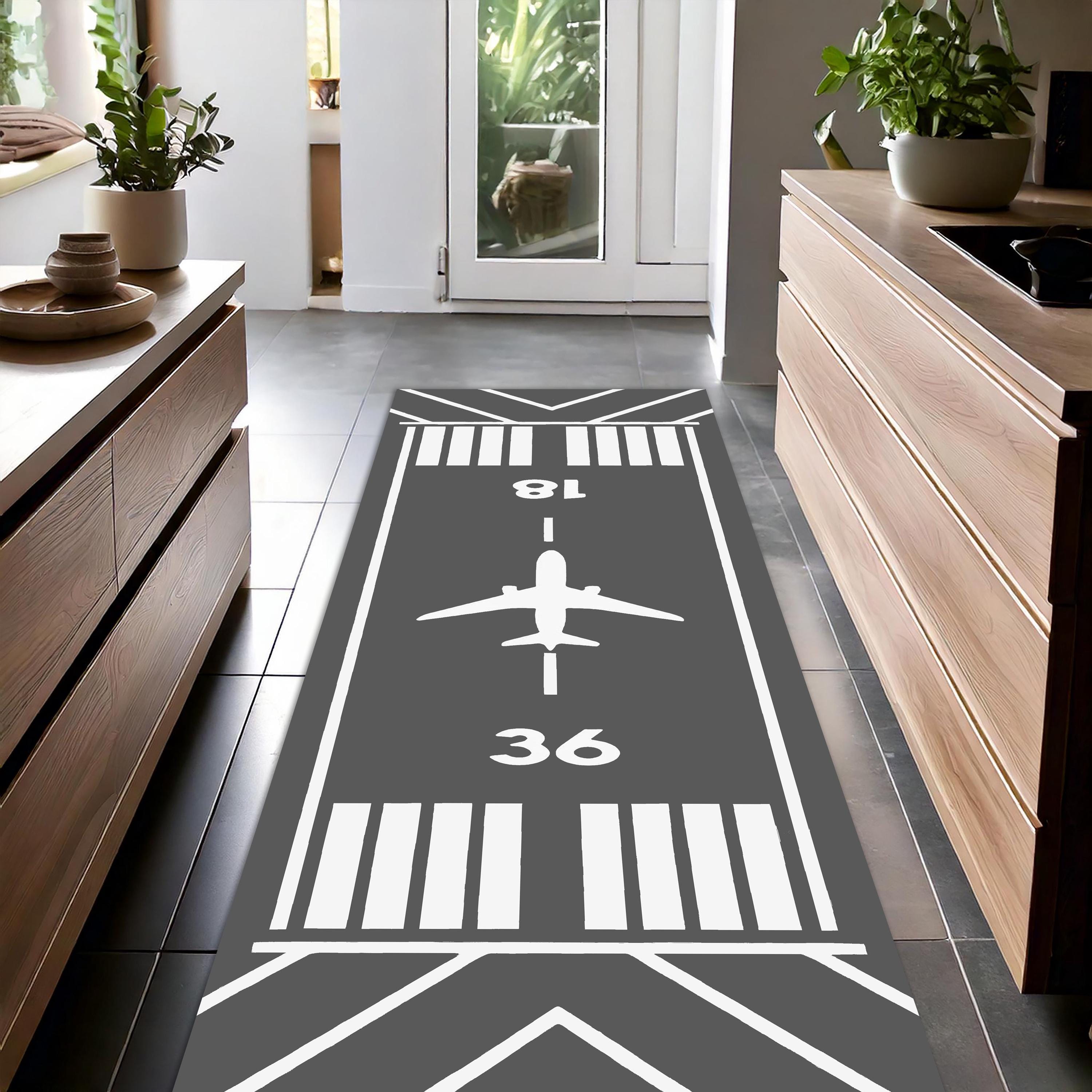 Airport Runway Road Rug for Kids | Airplane Themed Playmat for ...