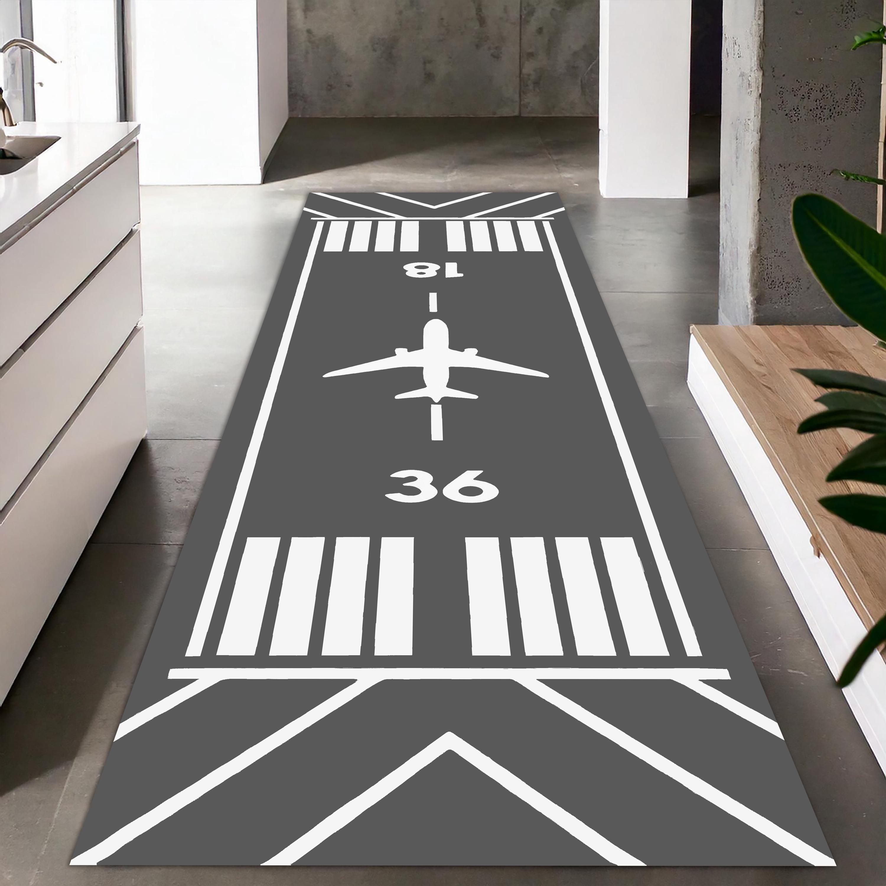 Airport Runway Road Rug for Kids | Airplane Themed Playmat for ...