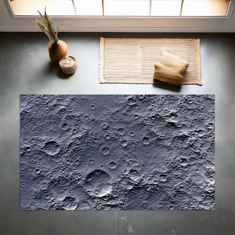 Moon Surface Rug | Lunar Crater Design Carpet | Realistic Moon Texture ...