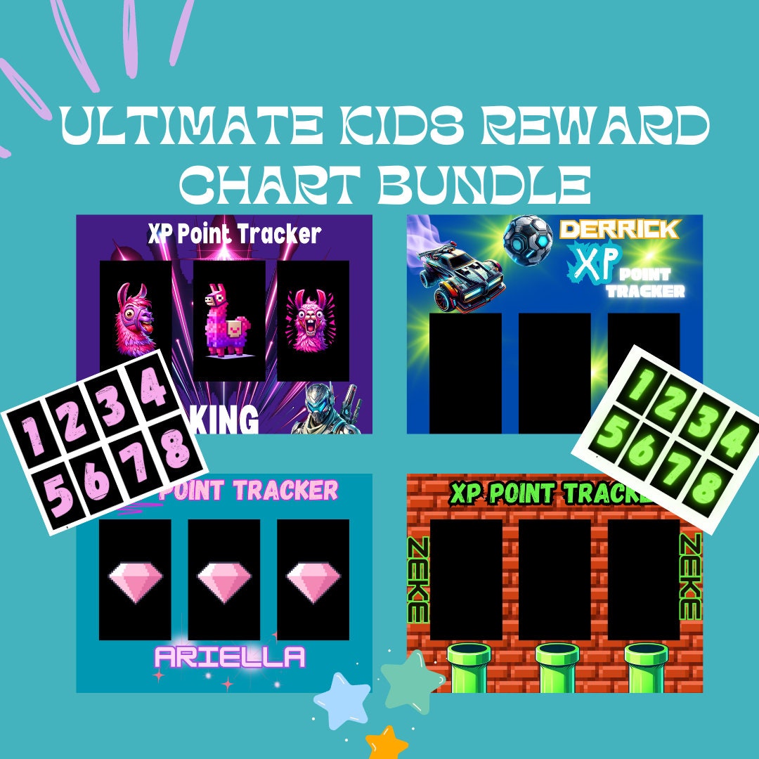 Ultimate Kids Reward Chart Bundle - Battle Royale, Princess Diamond ...