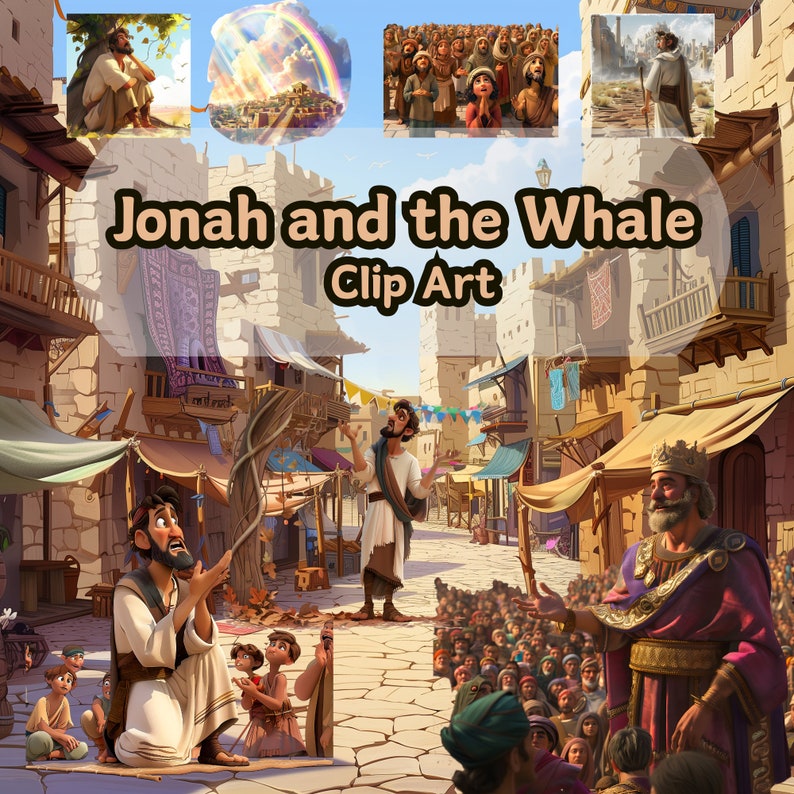 Jonah and the Whale Clipart Set | 16 High-quality PNG Images | 300 DPI ...