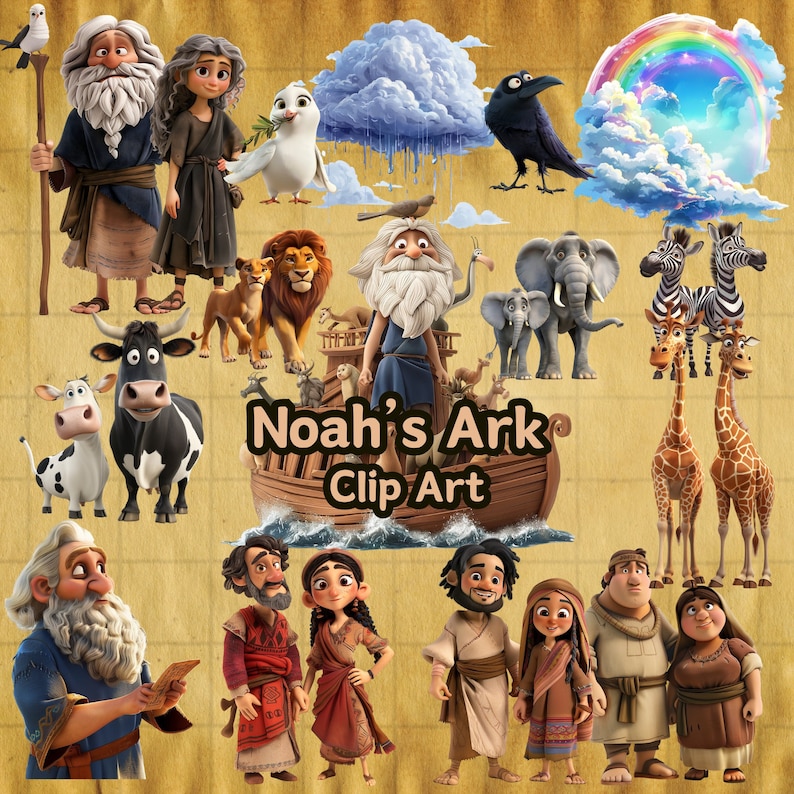 Noah's Ark Clipart Set | 16 High-quality PNG Images | 300 DPI | Instant ...