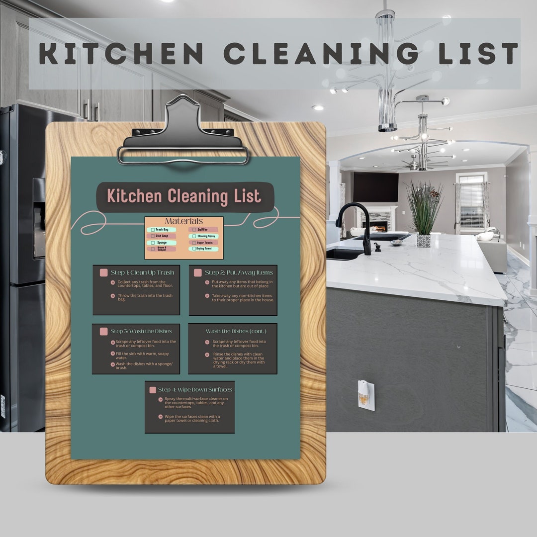 Digital Editable Kitchen To-do List | Printable Cleaning Guide | Task ...