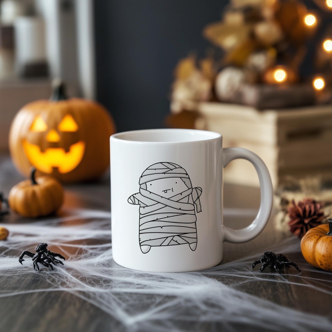 Mummy Coffee Mug, Cute Mummy Guy Character, Halloween Tea Cup, Magical ...
