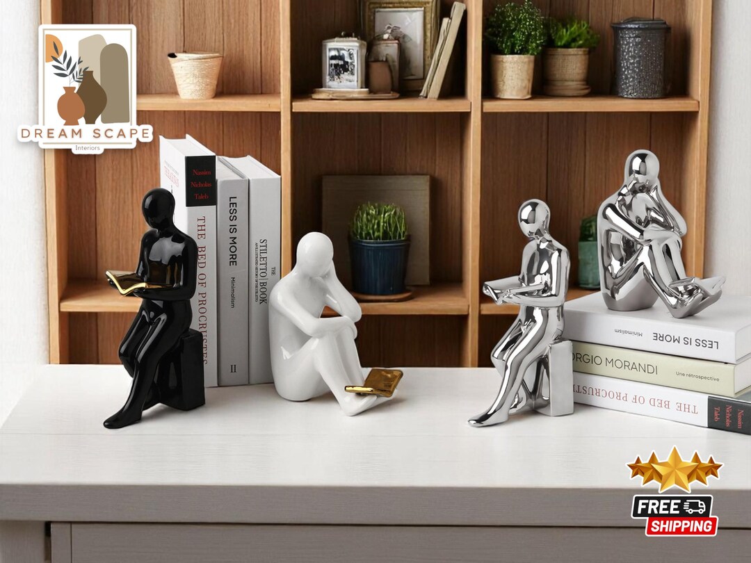 Reader Sculpture Book Holder | Minimalist Ceramic Figurine | Modern ...